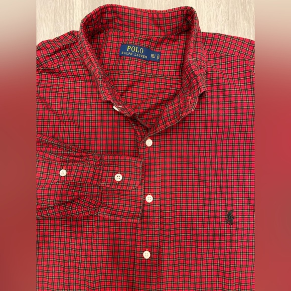 Polo Ralph Lauren | Shirts | Ralph Lauren Mens Red Plaid Button Down Dress Shirt 2xlt Tall Long ...